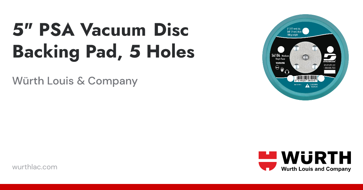 5" PSA Vacuum Disc Backing Pad, 5 Holes | Würth Louis & Company