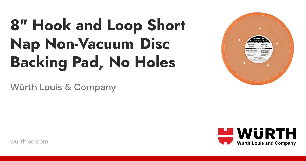 8" Hook and Loop Short Nap Non-Vacuum Disc Backing Pad, No Holes ...