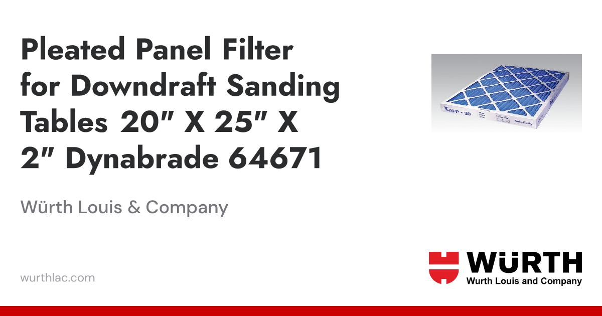 Pleated Panel Filter for Downdraft Sanding Tables 20" X 25" X 2 ...
