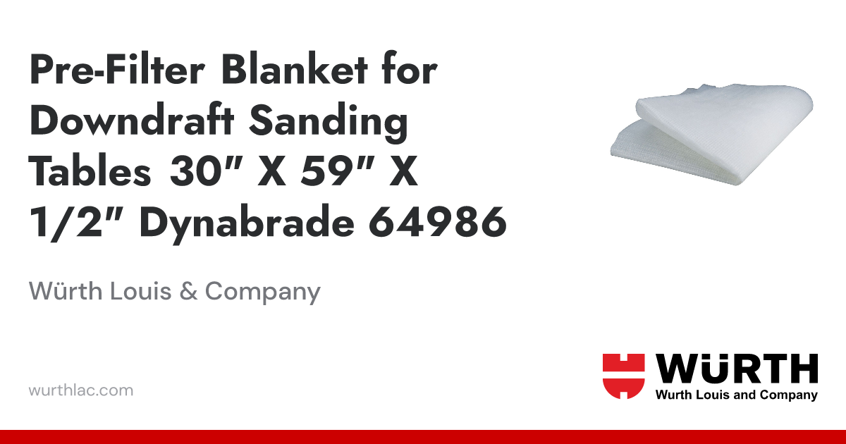 Pre-Filter Blanket for Downdraft Sanding Tables 30" X 59" X 1/2 ...