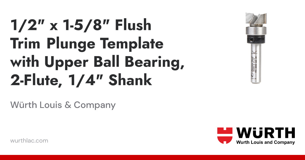1/2" x 1-5/8" Flush Trim Plunge Template with Upper Ball Bearing, 2 ...