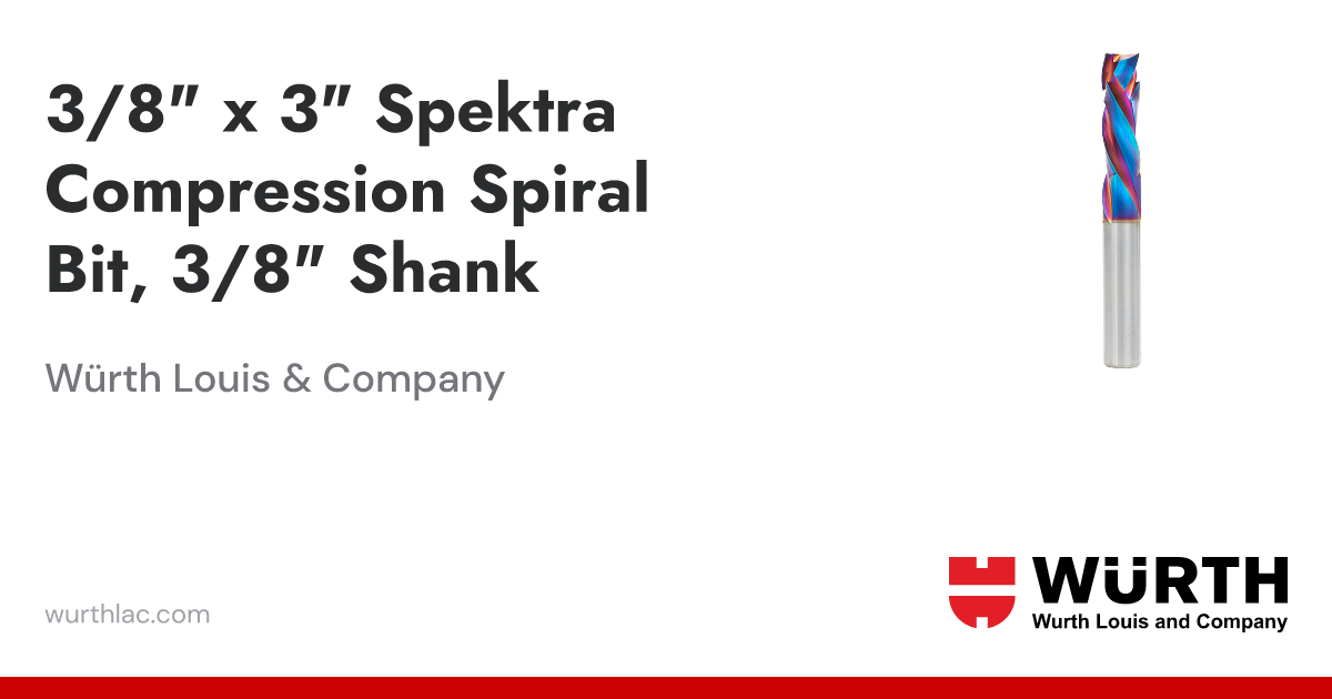 3/8" x 3" Spektra Compression Spiral Bit, 3/8" Shank | Würth Louis ...