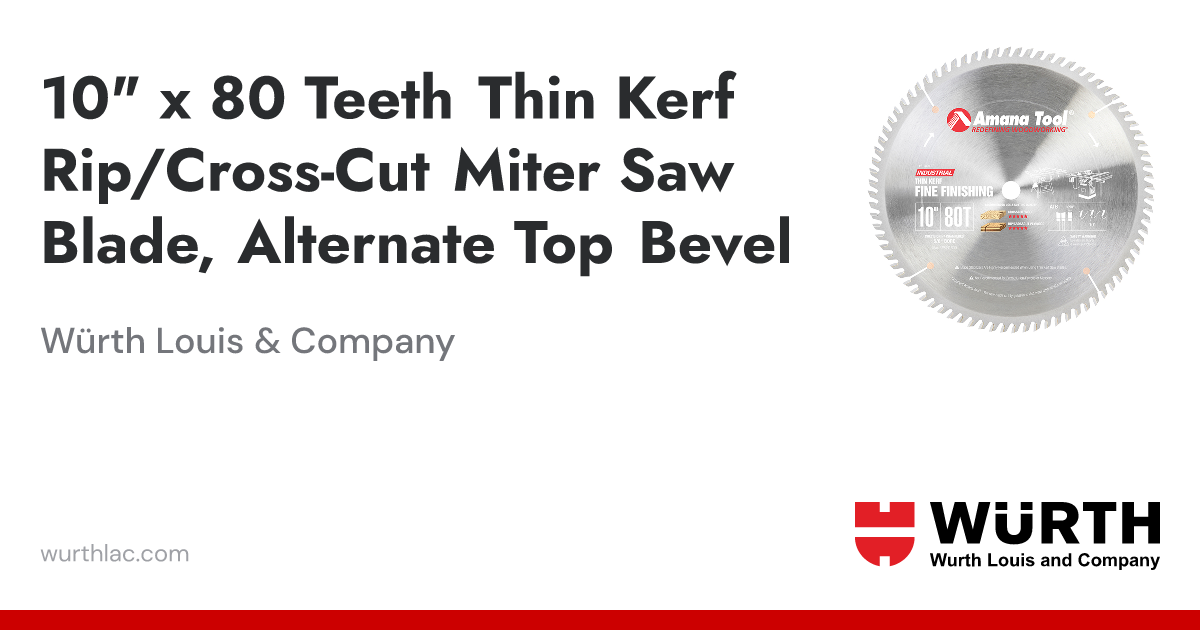 10" x 80 Teeth Thin Kerf Rip/Cross-Cut Miter Saw Blade, Alternate Top ...