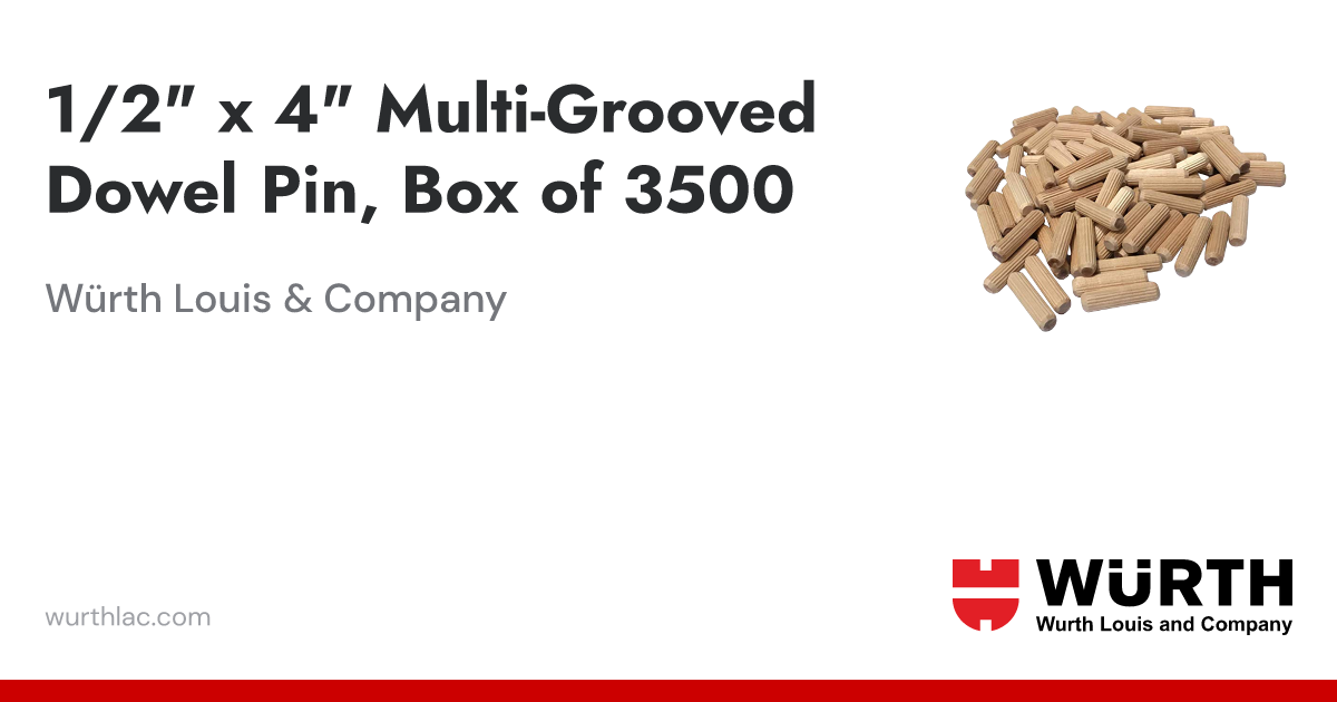1/2" x 4" Multi-Grooved Dowel Pin, Box of 3500 | Würth Louis & Company