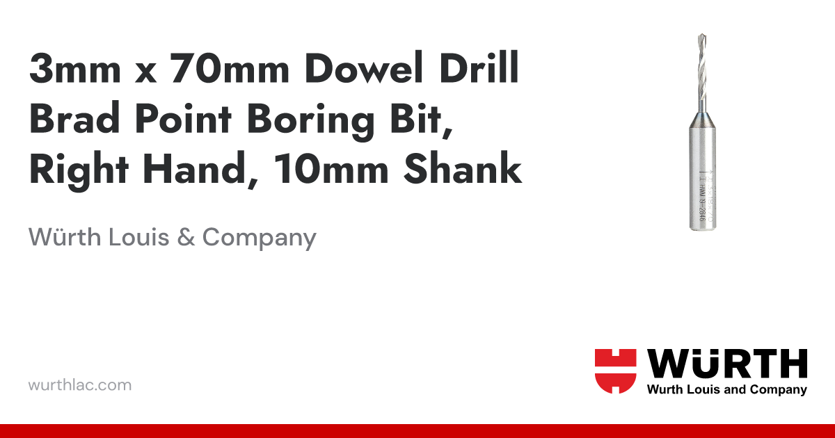 3mm x 70mm Dowel Drill Brad Point Boring Bit, Right Hand, 10mm Shank ...