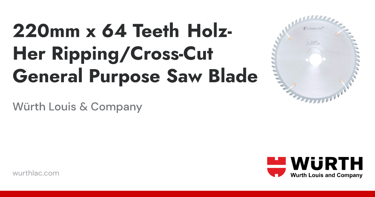 220mm x 64 Teeth Holz-Her Ripping/Cross-Cut General Purpose Saw Blade ...