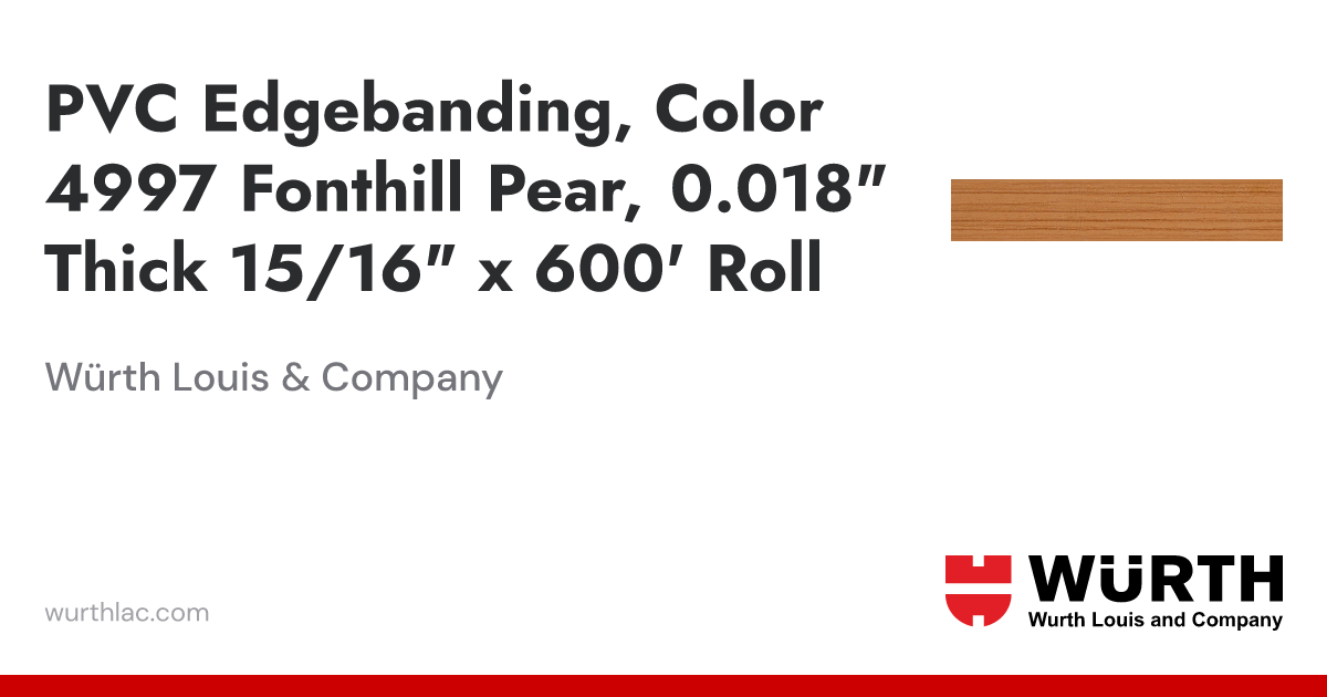 PVC Edgebanding, Color 4997 Fonthill Pear, 0.018" Thick 15/16" x 600 ...