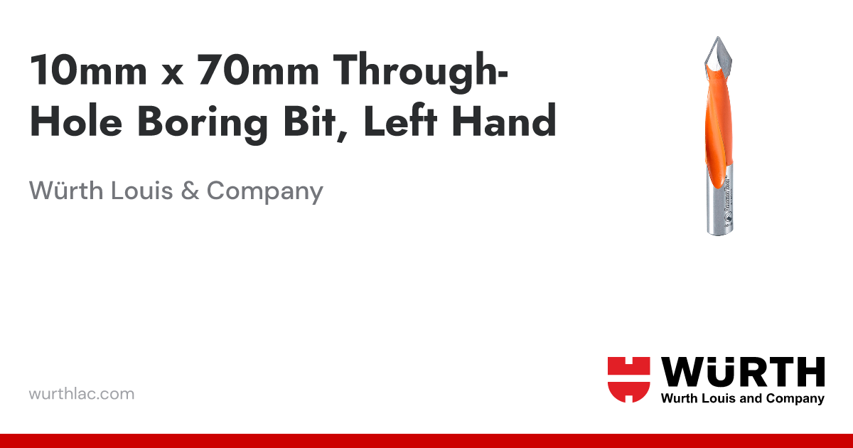 10mm x 70mm Through-Hole Boring Bit, Left Hand | Würth Louis & Company