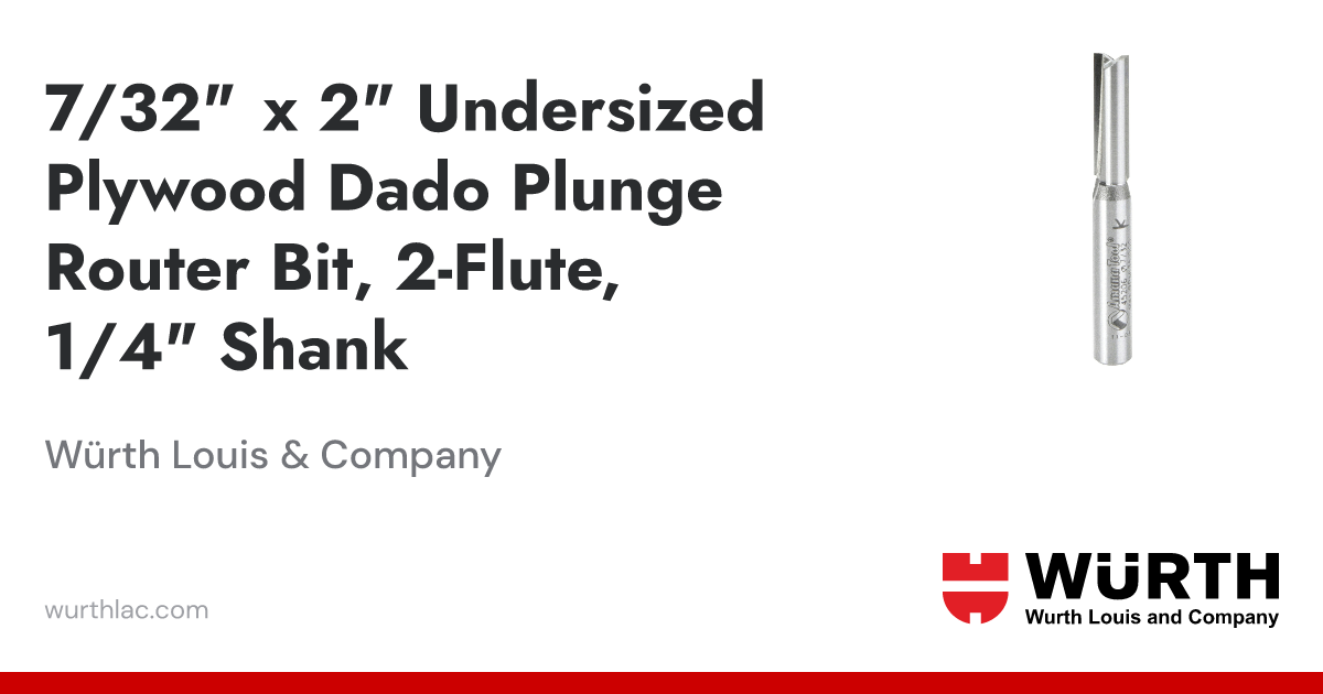 7/32" x 2" Undersized Plywood Dado Plunge Router Bit, 2-Flute, 1/4 ...