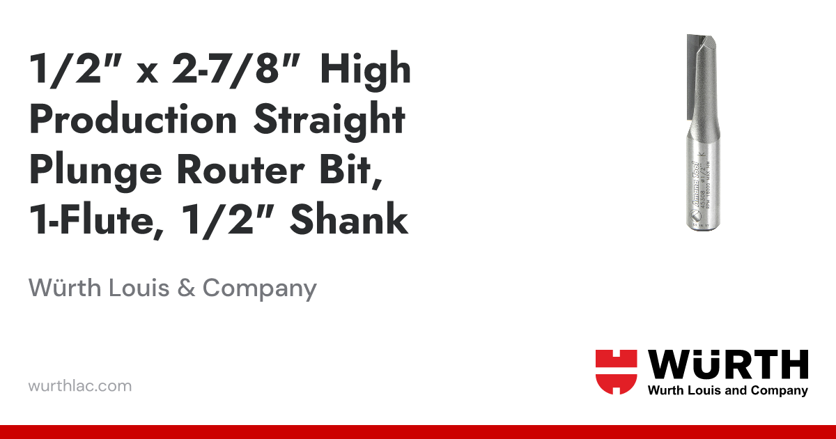 1/2" x 2-7/8" High Production Straight Plunge Router Bit, 1-Flute, 1/2 ...