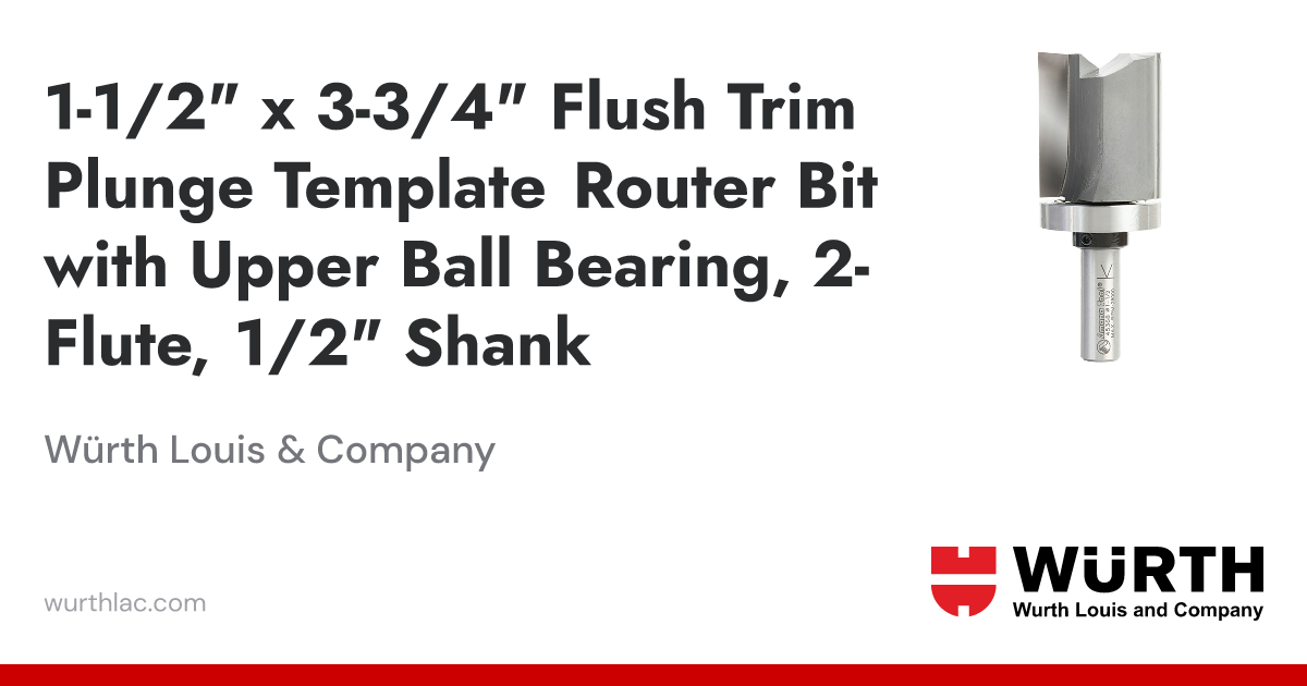 1-1/2" x 3-3/4" Flush Trim Plunge Template Router Bit with Upper Ball ...