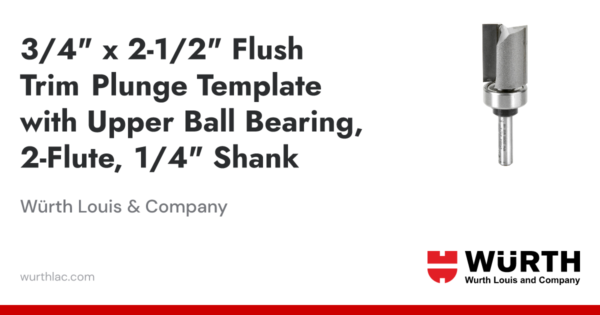 3/4" x 2-1/2" Flush Trim Plunge Template with Upper Ball Bearing, 2 ...