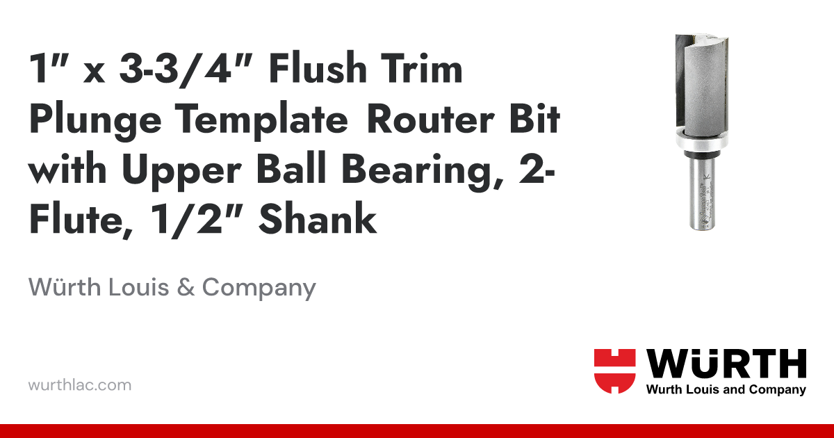 1" x 3-3/4" Flush Trim Plunge Template Router Bit with Upper Ball ...