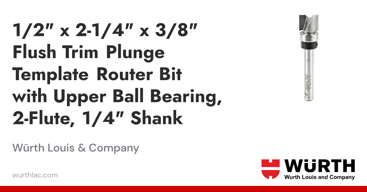 1/2" x 2-1/4" x 3/8" Flush Trim Plunge Template Router Bit with Upper ...