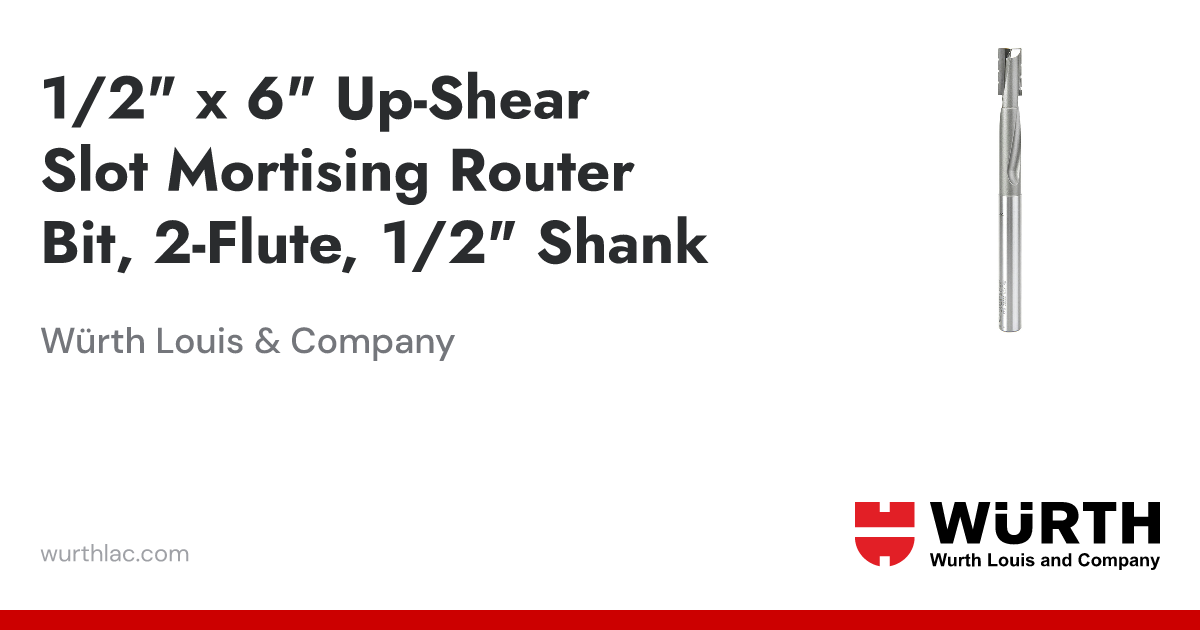 1/2" x 6" Up-Shear Slot Mortising Router Bit, 2-Flute, 1/2" Shank ...