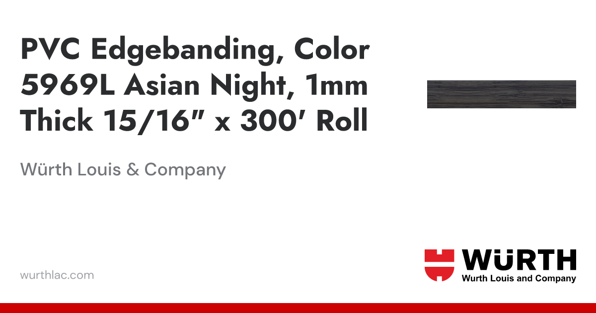 PVC Edgebanding, Color 5969L Asian Night, 1mm Thick 15/16" x 300' Roll ...