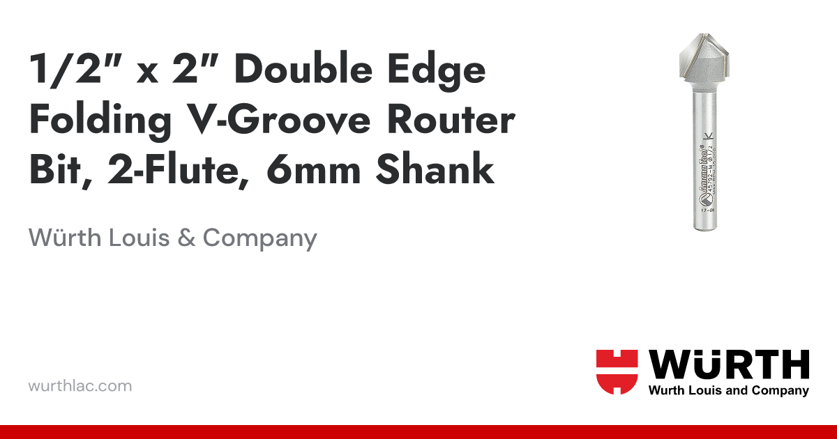 1/2" x 2" Double Edge Folding V-Groove Router Bit, 2-Flute, 6mm Shank ...