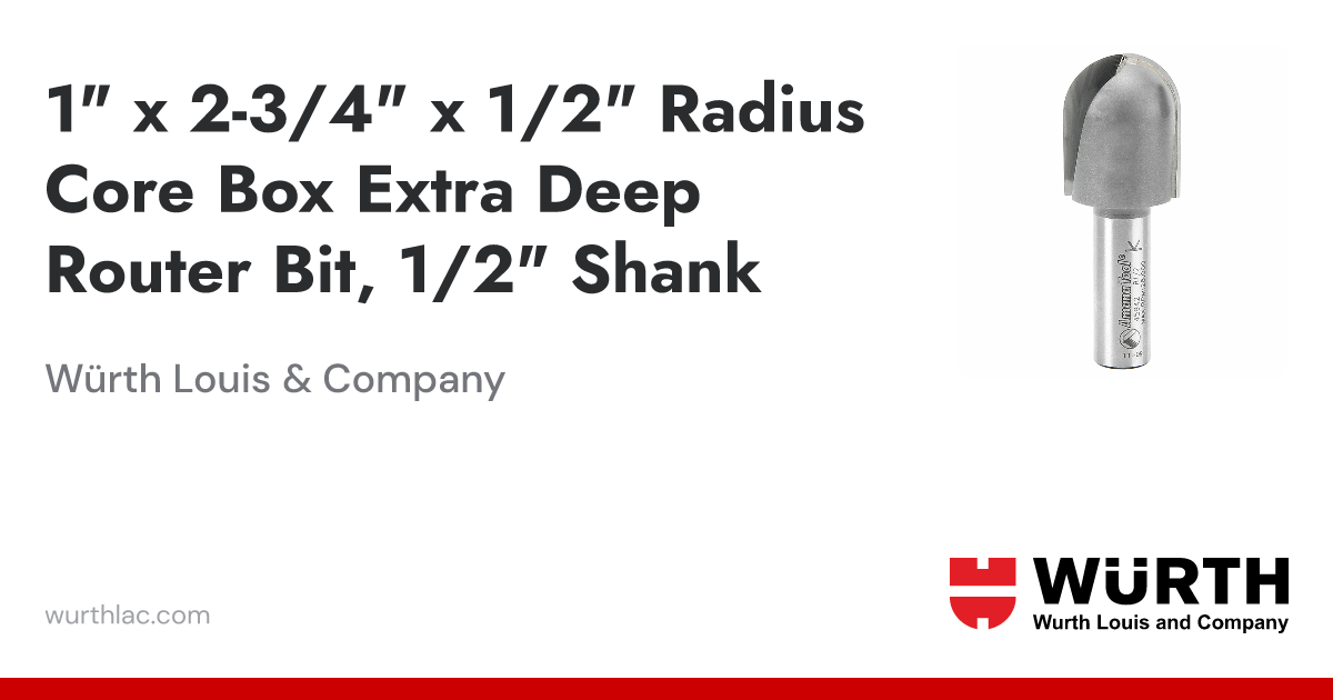 1" x 2-3/4" x 1/2" Radius Core Box Extra Deep Router Bit, 1/2" Shank ...