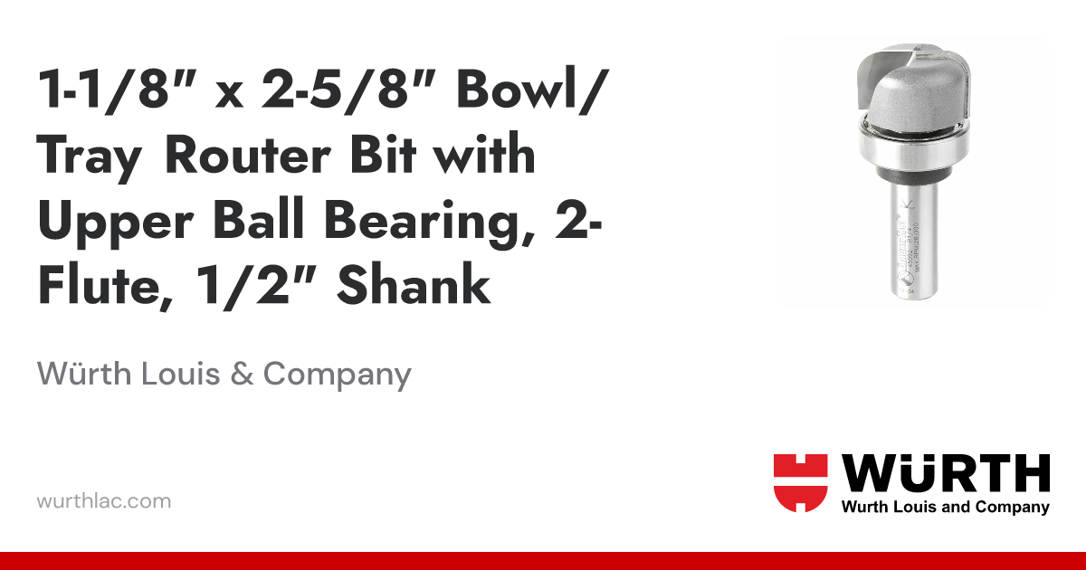 1-1/8" x 2-5/8" Bowl/Tray Router Bit with Upper Ball Bearing, 2-Flute ...