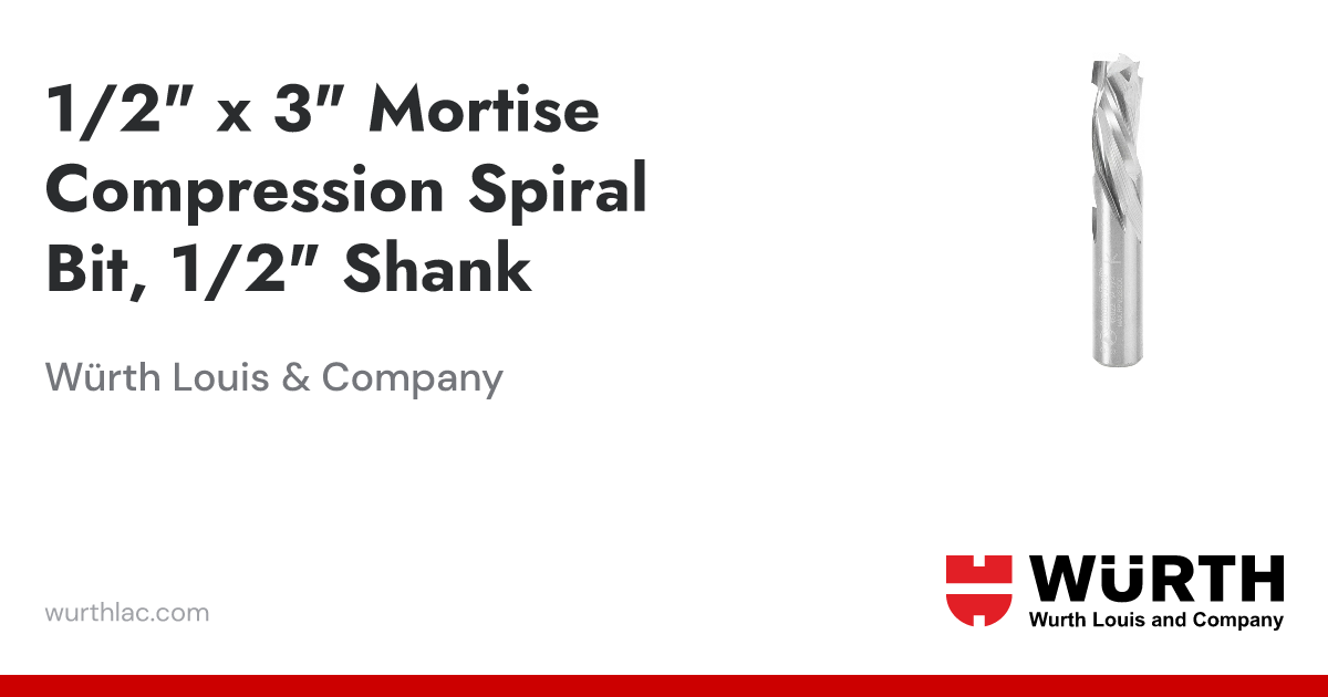 1/2" x 3" Mortise Compression Spiral Bit, 1/2" Shank | Würth Louis ...