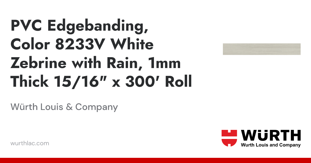PVC Edgebanding, Color 8233V White Zebrine with Rain, 1mm Thick 15/16 ...