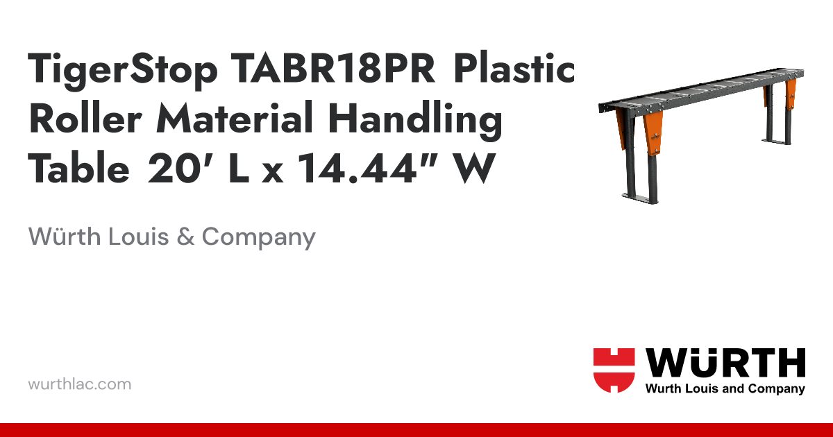 TigerStop TABR18PR Plastic Roller Material Handling Table 20' L x 14.44 ...
