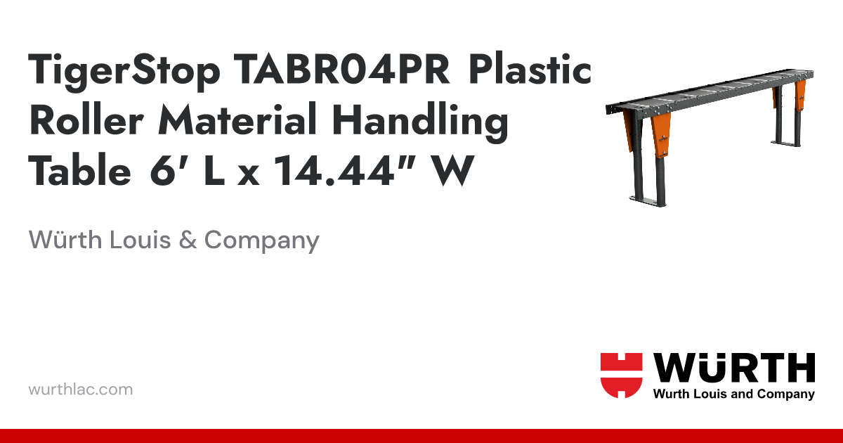 TigerStop TABR04PR Plastic Roller Material Handling Table 6' L x 14.44 ...