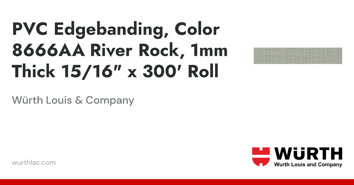 PVC Edgebanding, Color 8666AA River Rock, 1mm Thick 15/16" x 300' Roll ...