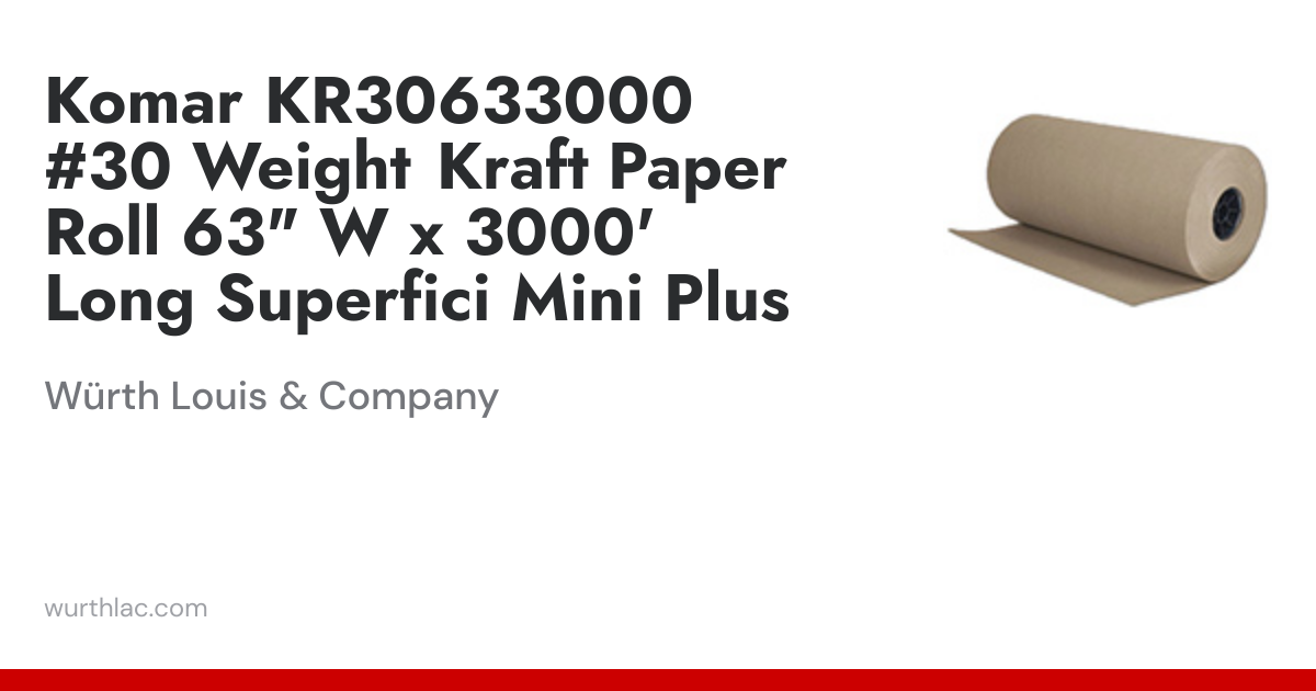 Komar KR30633000 #30 Weight Kraft Paper Roll 63" W x 3000' Long ...
