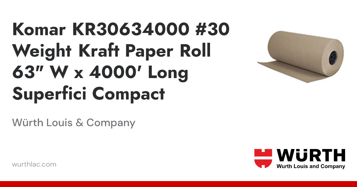 Komar KR30634000 #30 Weight Kraft Paper Roll 63" W x 4000' Long ...