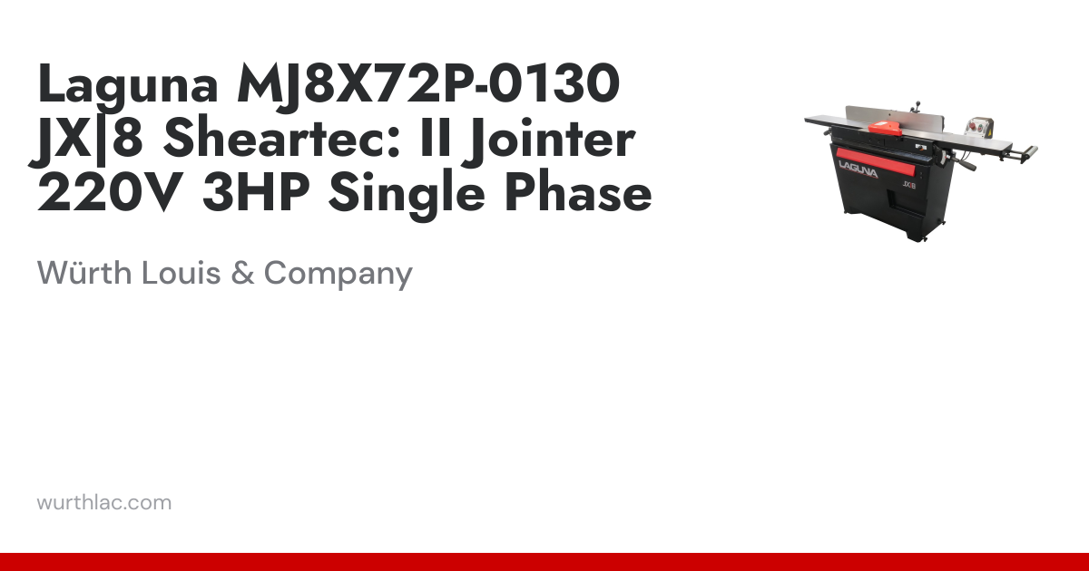 Laguna MJ8X72P-0130 JX|8 Sheartec: II Jointer 220V 3HP Single Phase ...