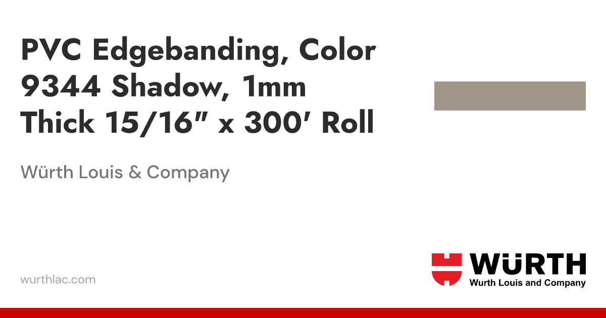PVC Edgebanding, Color 9344 Shadow, 1mm Thick 15/16" x 300' Roll ...