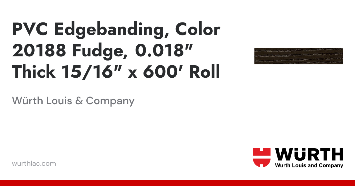 PVC Edgebanding, Color 20188 Fudge, 0.018" Thick 15/16" x 600' Roll ...