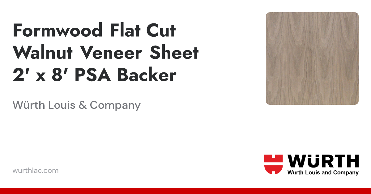 Formwood Flat Cut Walnut Veneer Sheet 2' x 8' PSA Backer | Würth Louis ...