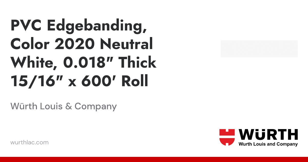 PVC Edgebanding, Color 2020 Neutral White, 0.018" Thick 15/16" x 600 ...