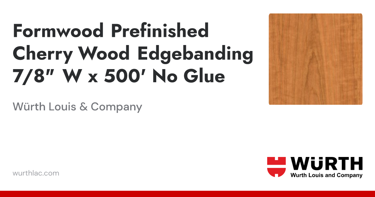 Formwood Prefinished Cherry Wood Edgebanding 7/8" W x 500' No Glue ...