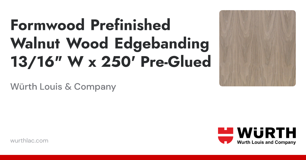 Formwood Prefinished Walnut Wood Edgebanding 13/16" W x 250' Pre-Glued ...