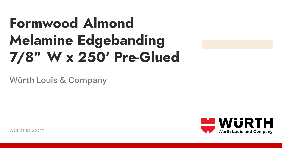 Formwood Almond Melamine Edgebanding 7/8" W x 250' Pre-Glued | Würth ...
