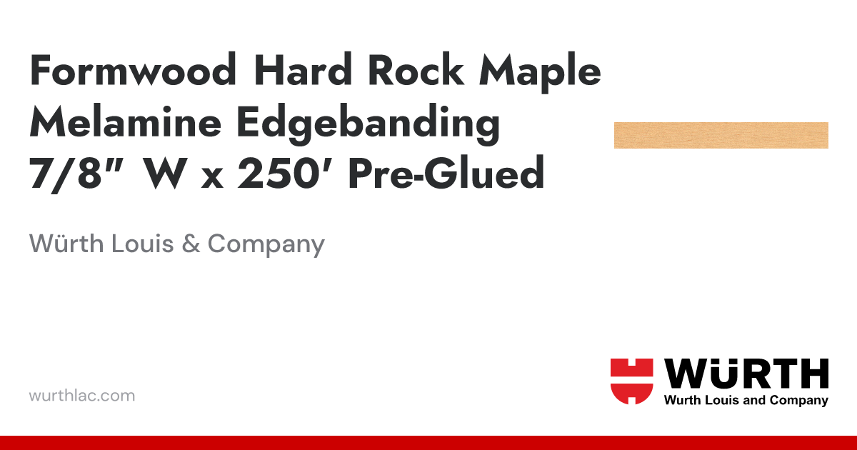 Formwood Hard Rock Maple Melamine Edgebanding 7/8" W x 250' Pre-Glued ...