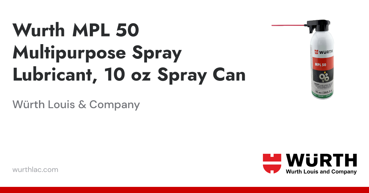 Wurth MPL 50 Multipurpose Spray Lubricant, 10 oz Spray Can | Würth ...