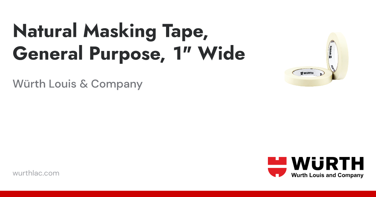 Natural Masking Tape, General Purpose, 1" Wide | Würth Louis & Company