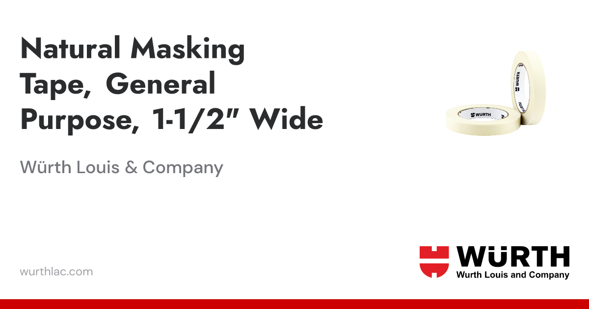 Natural Masking Tape, General Purpose, 1-1/2" Wide | Würth Louis & Company