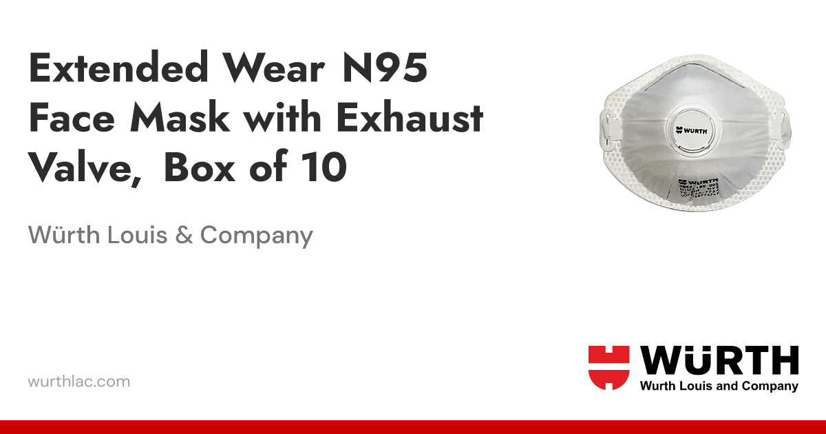 Extended Wear N95 Face Mask with Exhaust Valve, Box of 10 | Würth Louis ...