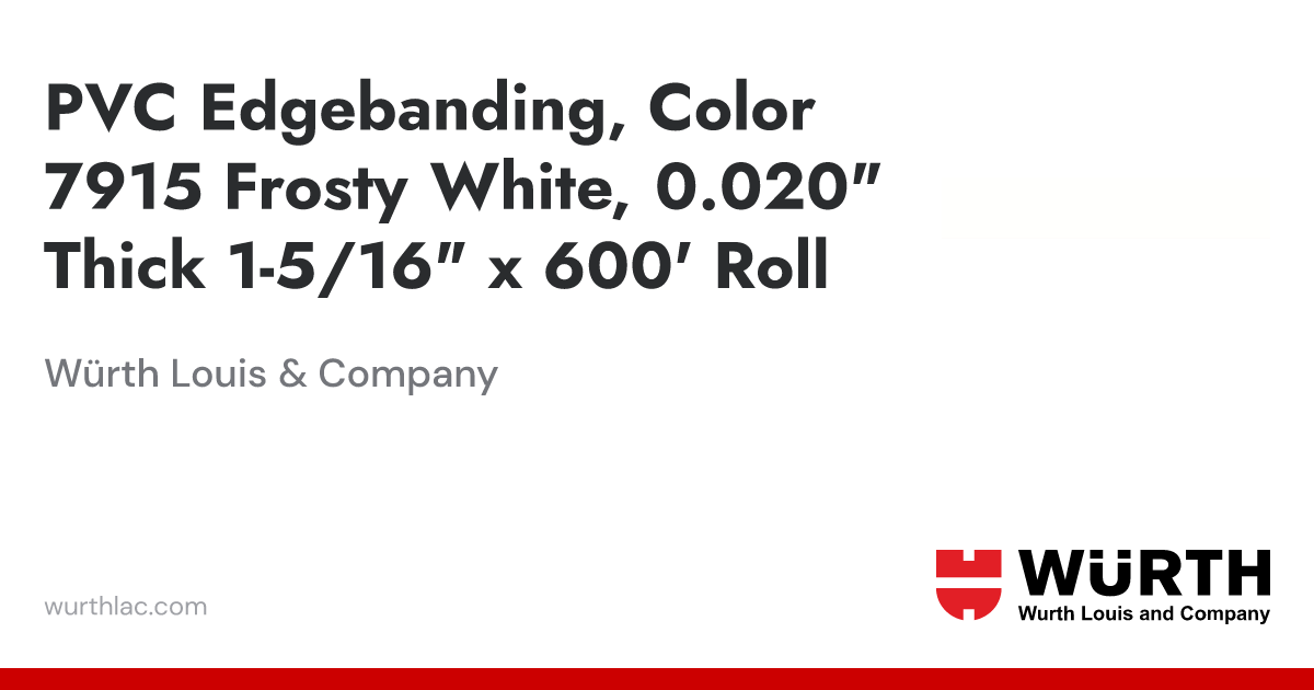 PVC Edgebanding, Color 7915 Frosty White, 0.020" Thick 1-5/16" x 600 ...