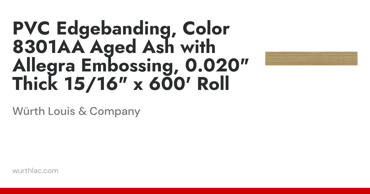 PVC Edgebanding, Color 8301AA Aged Ash with Allegra Embossing, 0.020 ...