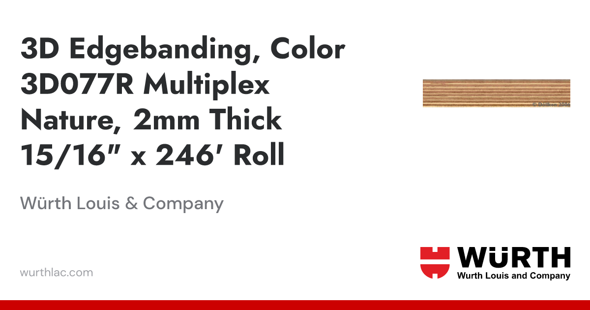 3D Edgebanding, Color 3D077R Multiplex Nature, 2mm Thick 15/16" x 246 ...