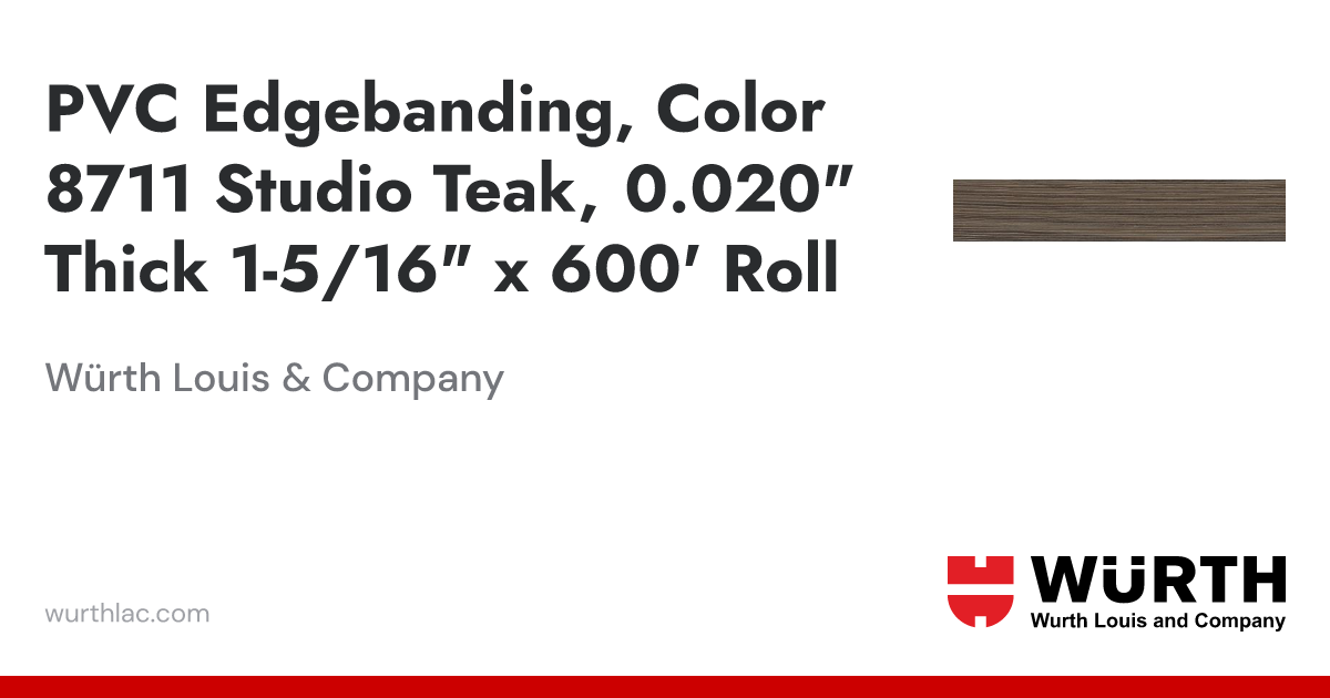 PVC Edgebanding, Color 8711 Studio Teak, 0.020" Thick 1-5/16" x 600 ...