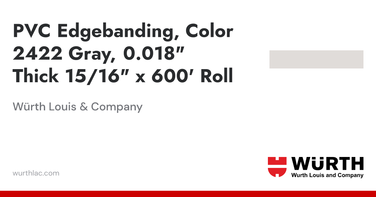 PVC Edgebanding, Color 2422 Gray, 0.018" Thick 15/16" x 600' Roll ...