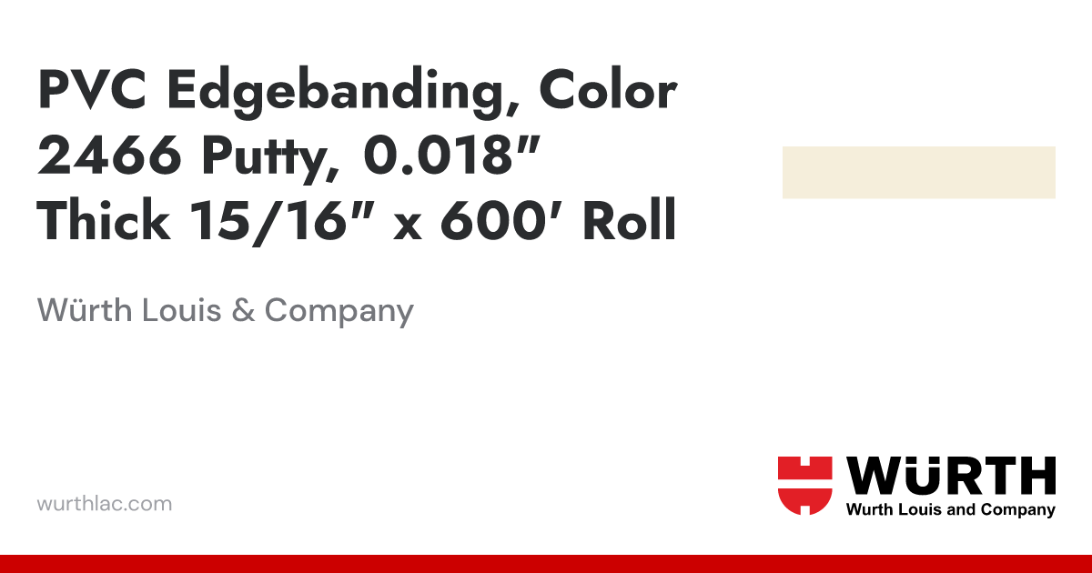PVC Edgebanding, Color 2466 Putty, 0.018" Thick 15/16" x 600' Roll ...