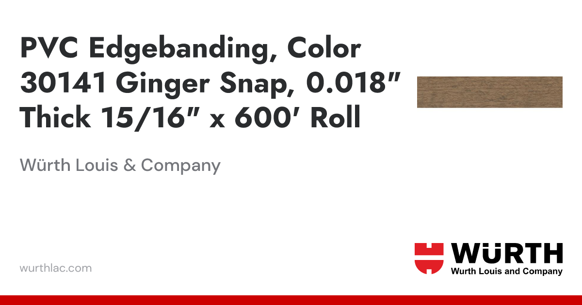 PVC Edgebanding, Color 30141 Ginger Snap, 0.018" Thick 15/16" x 600 ...
